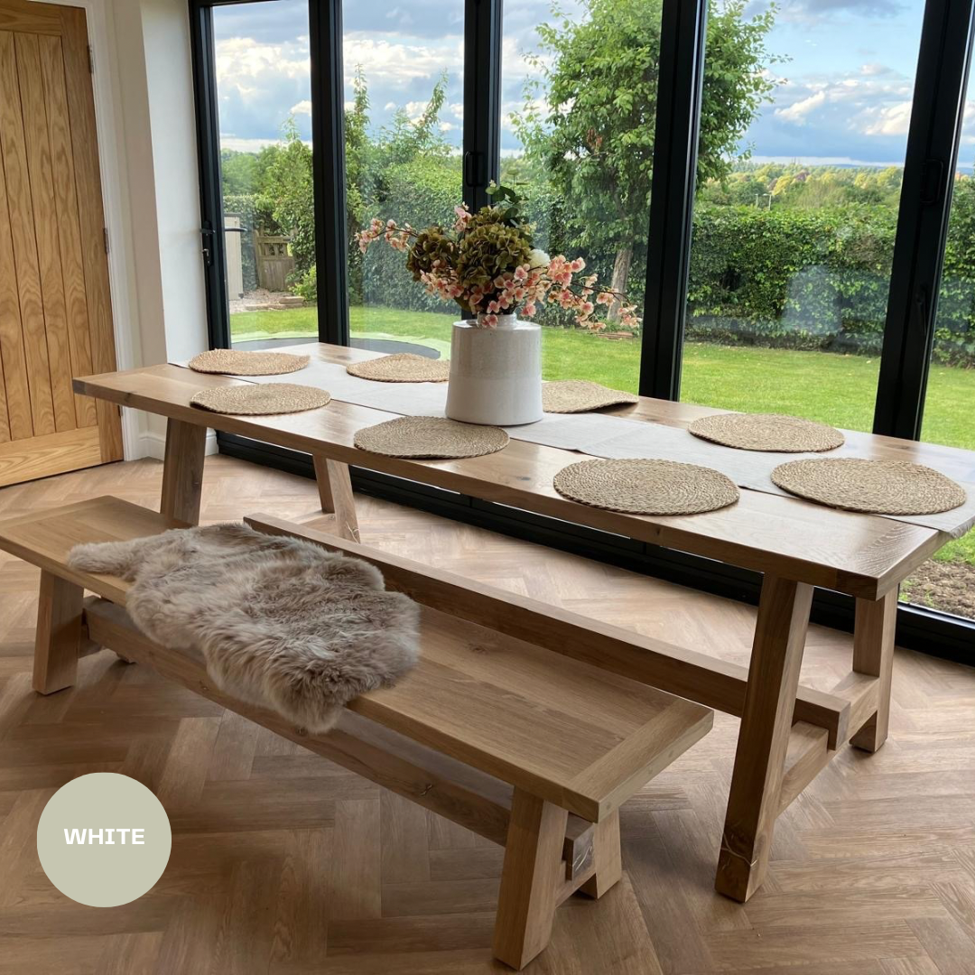 Boscobel - Solid Oak Trestle dining table - Thick Oak Trestle legs – Masterplank UK