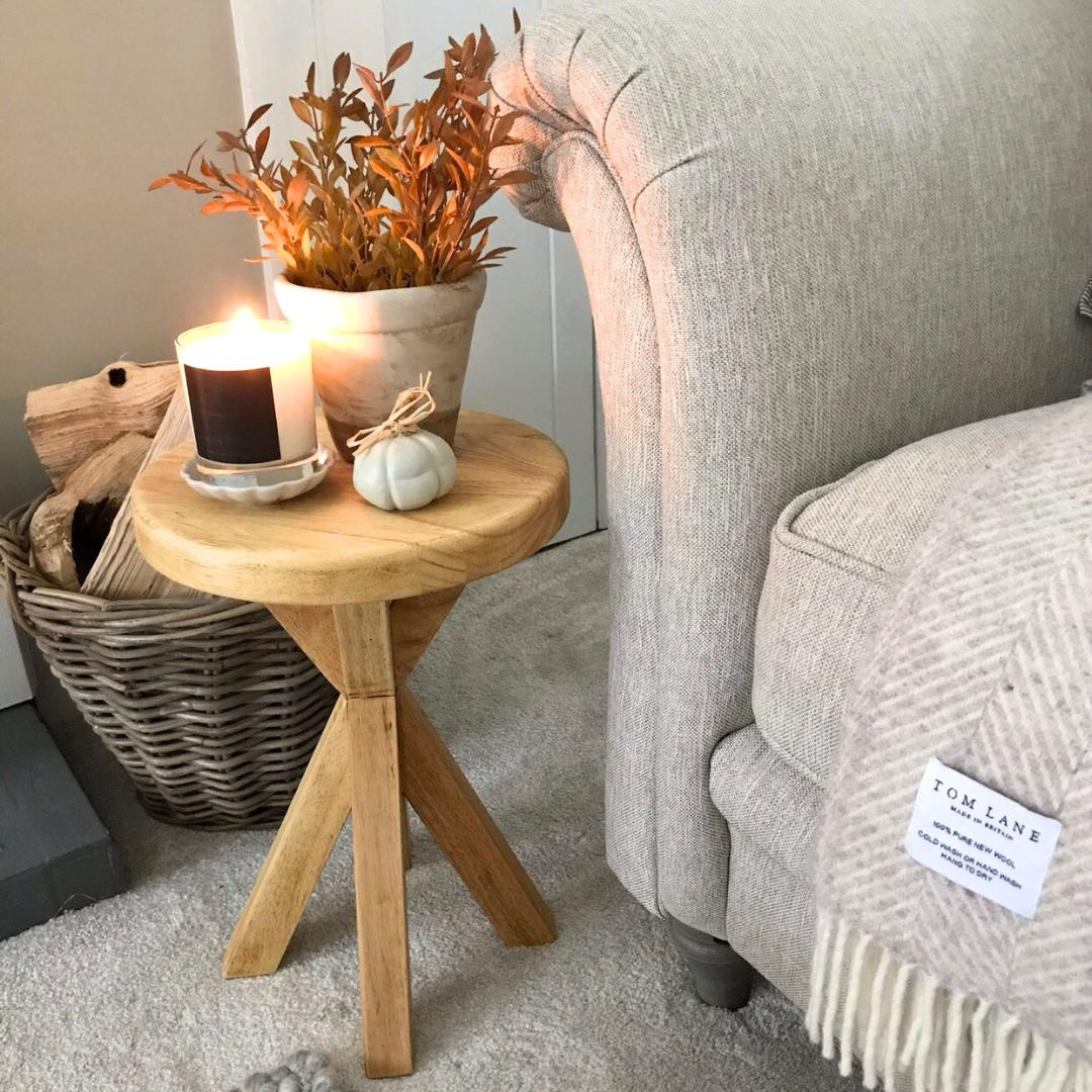 Rustic Wooden side table Crossed leg table Boston side table Masterplank UK