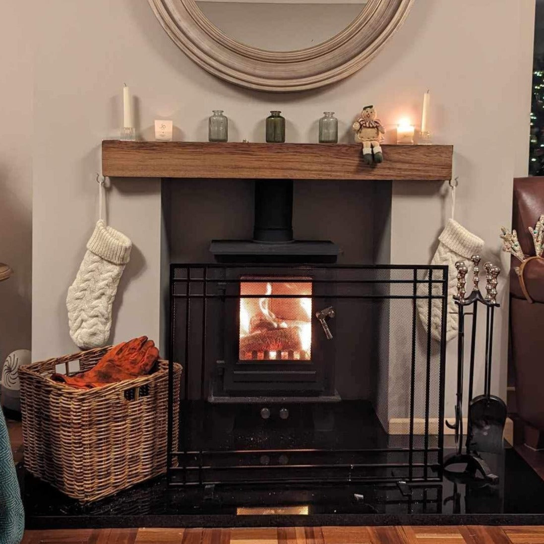 Brick Fireplace With Oak Beam - The Best Picture Of Beam