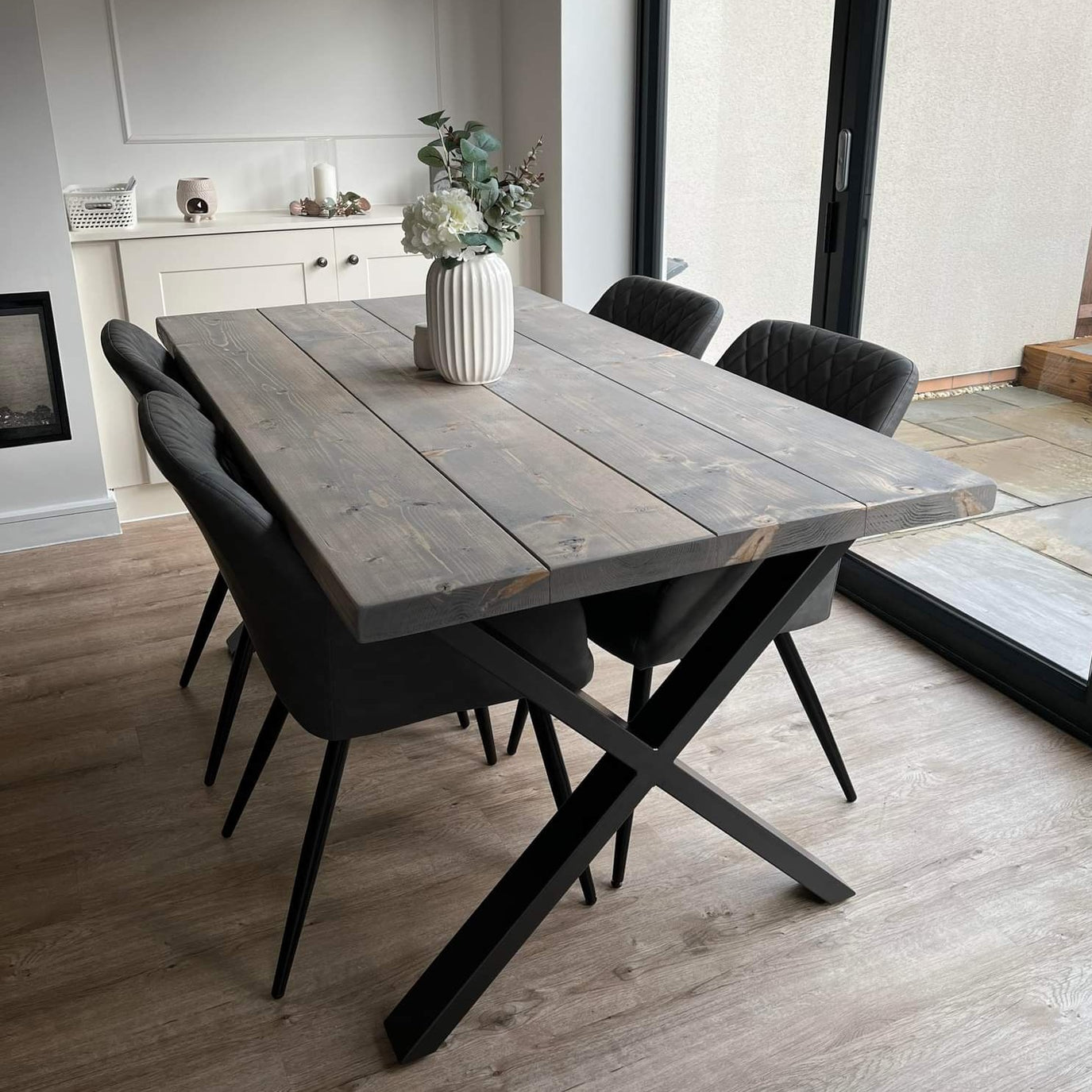 Rustic Dining Table Set - Cross Frame – Masterplank UK