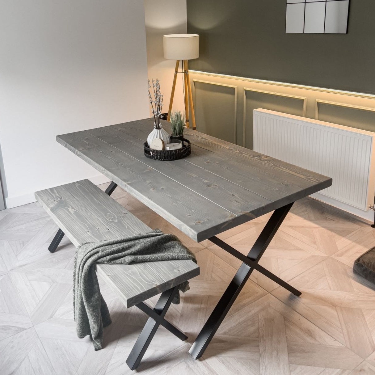 Rustic Dining Table Set - Cross Frame – Masterplank UK